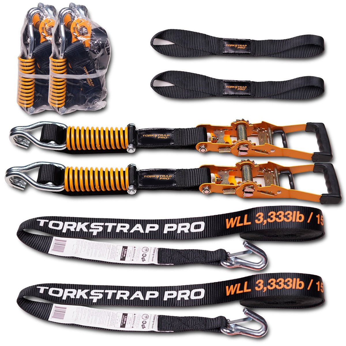 TorkStrap PRO | 25' x 2'' Self Tensioning Ratchet Straps (10,000LB Bre ...